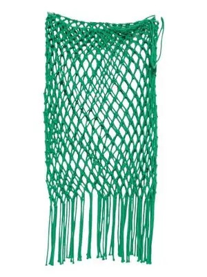 THE FRANKIE SHOP The Frankie Shop Fringed Knit Skirt Green