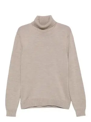 ZANONE Ribbed Knit Roll Neck Sweater - Beige