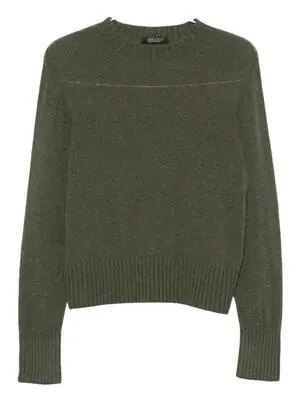 ARAGONA Long-sleeve Ribbed Trim Sweater - Green
