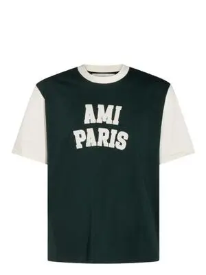 AMI Paris Logo Print Crewneck T-shirt - Green