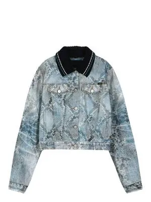 Andersson Bell Python Gradient Print Denim Jacket - Blue