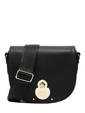 Longchamp Metal Clasp Shoulder Bag - Black