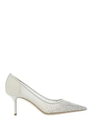 JIMMY CHOO Love 65 Embellished Pointed Pumps - White