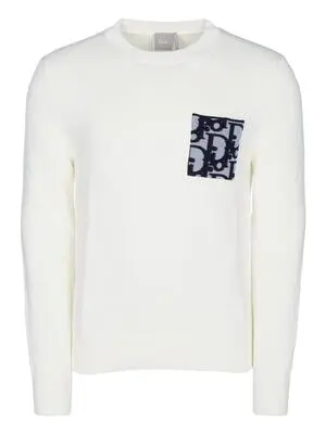 Dior Oblique Jacquard Paneled Sweater - White