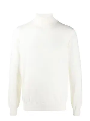 D'ANIELLO Fine Knit Roll Neck Jumper - White