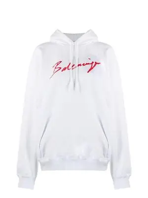 Balenciaga Pulled Hoodie With Front Letter Printing - White