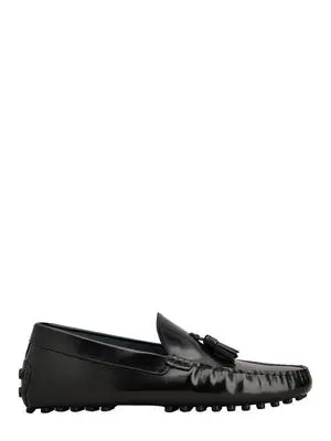 TOD'S Gommino Leather Loafers With Tassels - Black