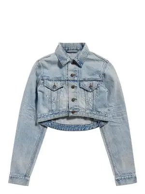 Balenciaga Balenciaga Cropped Bleach Denim Jacket Blue