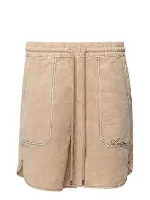 Amiri Script Linen Gd Short Earth - Tan
