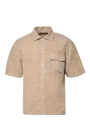 Amiri Script Linen Gd Pkt Ss Shirt Earth - Tan