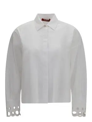 Max Mara Max Mara Studio Cotton Poplin Shirt With Embroidered Cuffs White