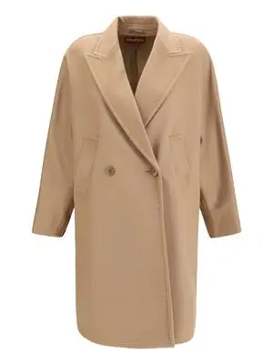 Max Mara Double Breasted Wool Drape Coat - Brown