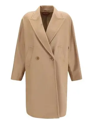 Max Mara Max Mara Studio Women Double Breasted Wool Drap Coat Cream