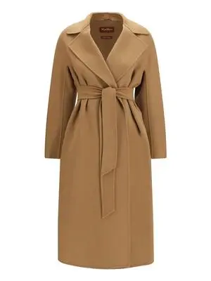Max Mara Long Wool, Cashmere, And Silk Robe Coat - Cream