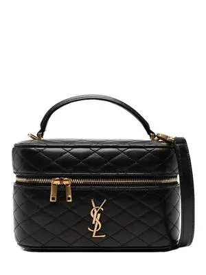 Saint Laurent Calf Leather Quilted Vanity Case - Black