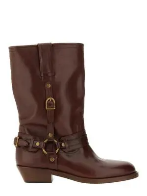 Isabel Marant Étoile Heiko Calf Leather Buckled Boots - Brown