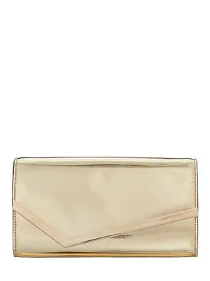 JIMMY CHOO Jimmy Choo Metallic Leather Clutch Bag With Chain Strap Gold