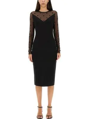 Givenchy 4g Patterned Sheer Sleeve Dress - Black