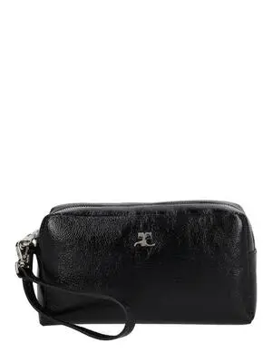 COURREGES Varnished Cow Leather Pouch - Black