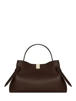 Yuzefi Pebble Grain Leather Top Handle Bag - Brown