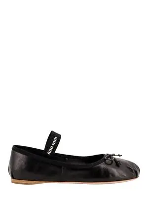 Miu Miu Leather Ballet Flats With Bow Detailing - Multicolor
