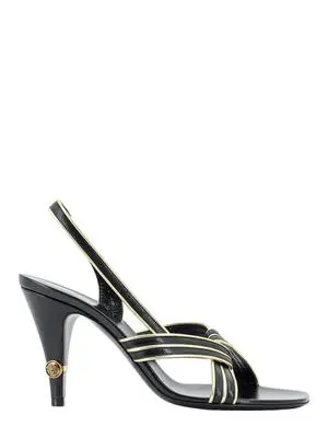 Versace Leather Heeled Sandals - Multicolor