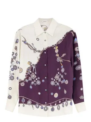 Versace VERSACE Printed Silk Twill Shirt Red