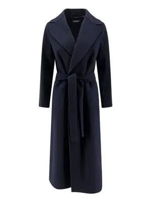 Max Mara Virgin Wool Belted Coat - Multicolor