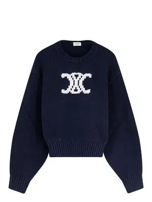 Celine Triomphe Cotton Blend Knit Sweater - Multicolor