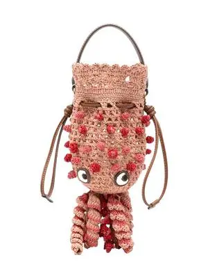 ANYA HINDMARCH Raffia Bucket Bag With Bobble Embellishments - Pink