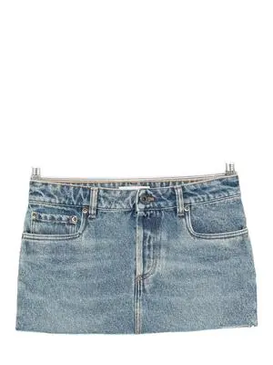 Miu Miu Miu Miu Denim Skirt With Frayed Hem Blue