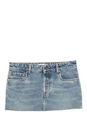 Miu Miu Denim Skirt With Frayed Hem - Blue