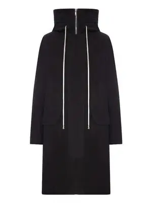 Rick Owens Long Cotton Parka With Hood - Black