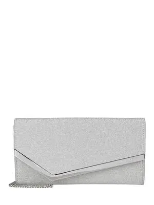 JIMMY CHOO Glitter Finish Clutch With Chain Strap - Gray