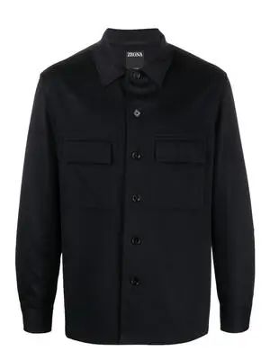 Zegna ZEGNA Navy Blue Cashmere Shirt Jacket Blue
