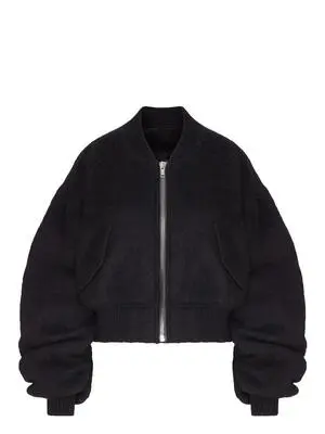 Rick Owens Cropped Alpaca Wool Bomber Jacket - Black
