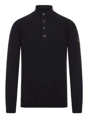 Stone Island STONE ISLAND Regular Fit Sweater With Short Zip And Button Detailing Black