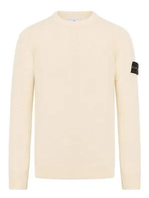 Stone Island STONE ISLAND Melange Effect Crew Neck Sweater Cream