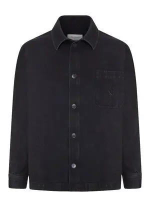 Saint Laurent Overshirt Cassandre In Denim Black Sand - Multicolor