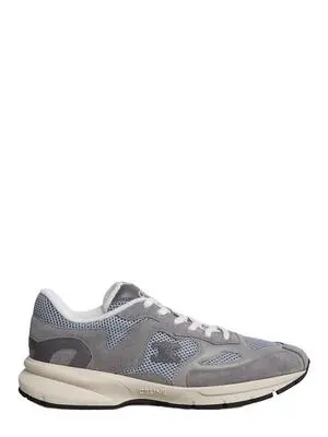 Celine Runner Sneaker In Calfskin, Suede Calfskin And Mesh - Gray