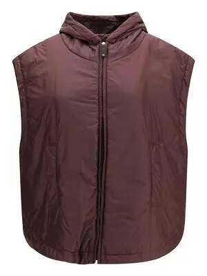 Max Mara Hooded Padded Vest In Water Repellent Canvas - Multicolor