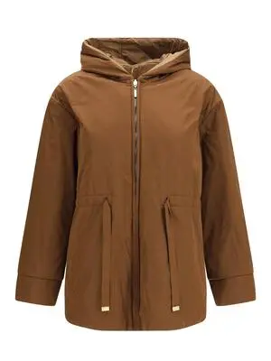 Max Mara Max Mara The Cube Reversible Padded Parka In Radzmir And Water Repellent Canvas Brown