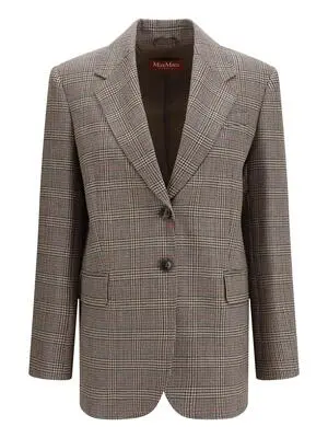 Max Mara Max Mara Studio Checked Pattern Wool Blazer Brown