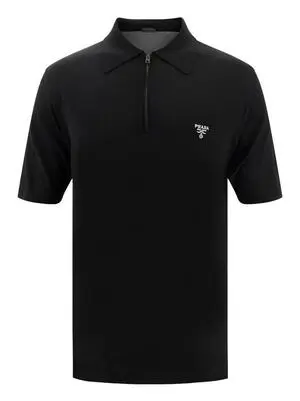 Prada Virgin Wool Polo Shirt - Black