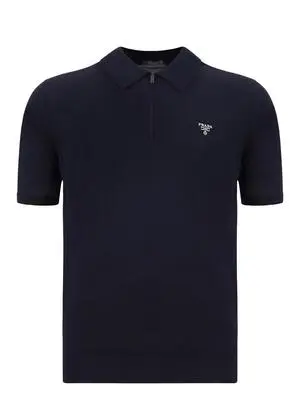 Prada Virgin Wool Polo Shirt - Black