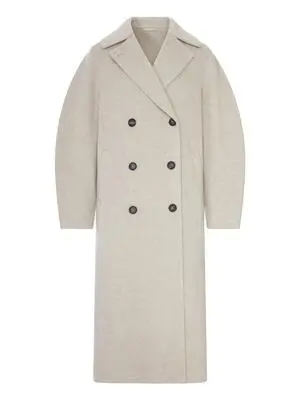 Brunello Cucinelli Long Double-breasted Wool And Cashmere Coat - Cream