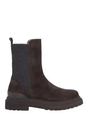 Brunello Cucinelli Suede Chelsea Boots With Lug Sole - Brown