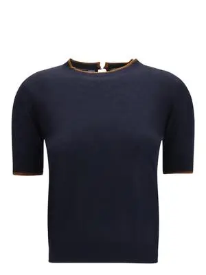 Max Mara Max Mara Studio Silk And Wool T-Shirt Blue