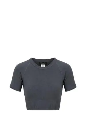 HEART AND SOUL Seamless Iron Cross Activewear Crop Top - Grey