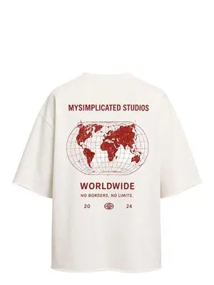MYSIMPLICATED Neutrals / Red Mysimplicated® Worldwide Ivory Tee Red